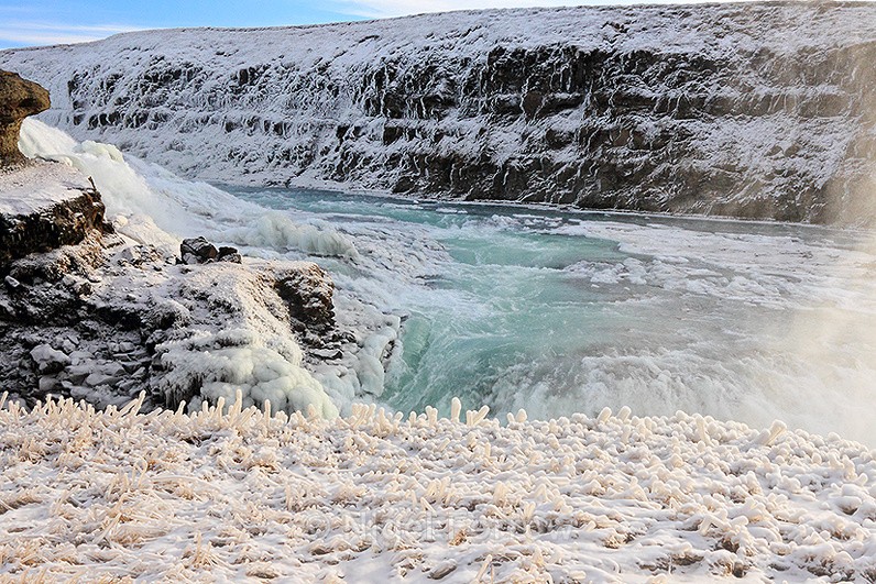 Frozen Gullfoss waterfall