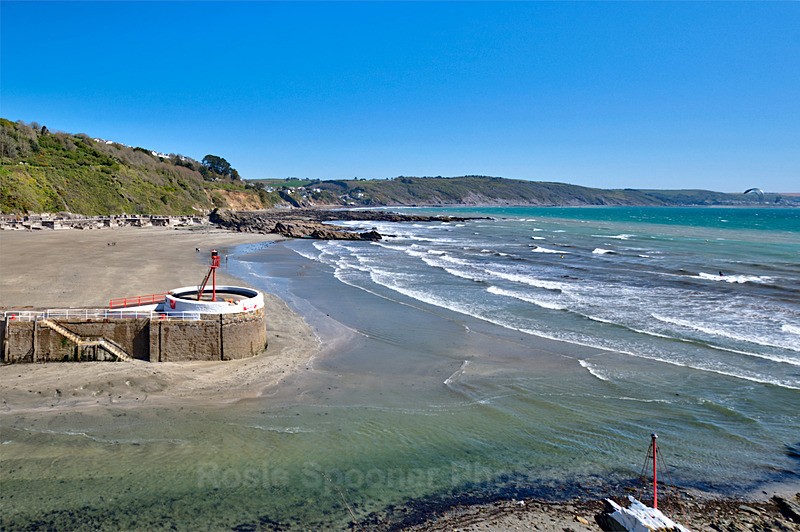 Low tide on Looe Beach in Cornwall
